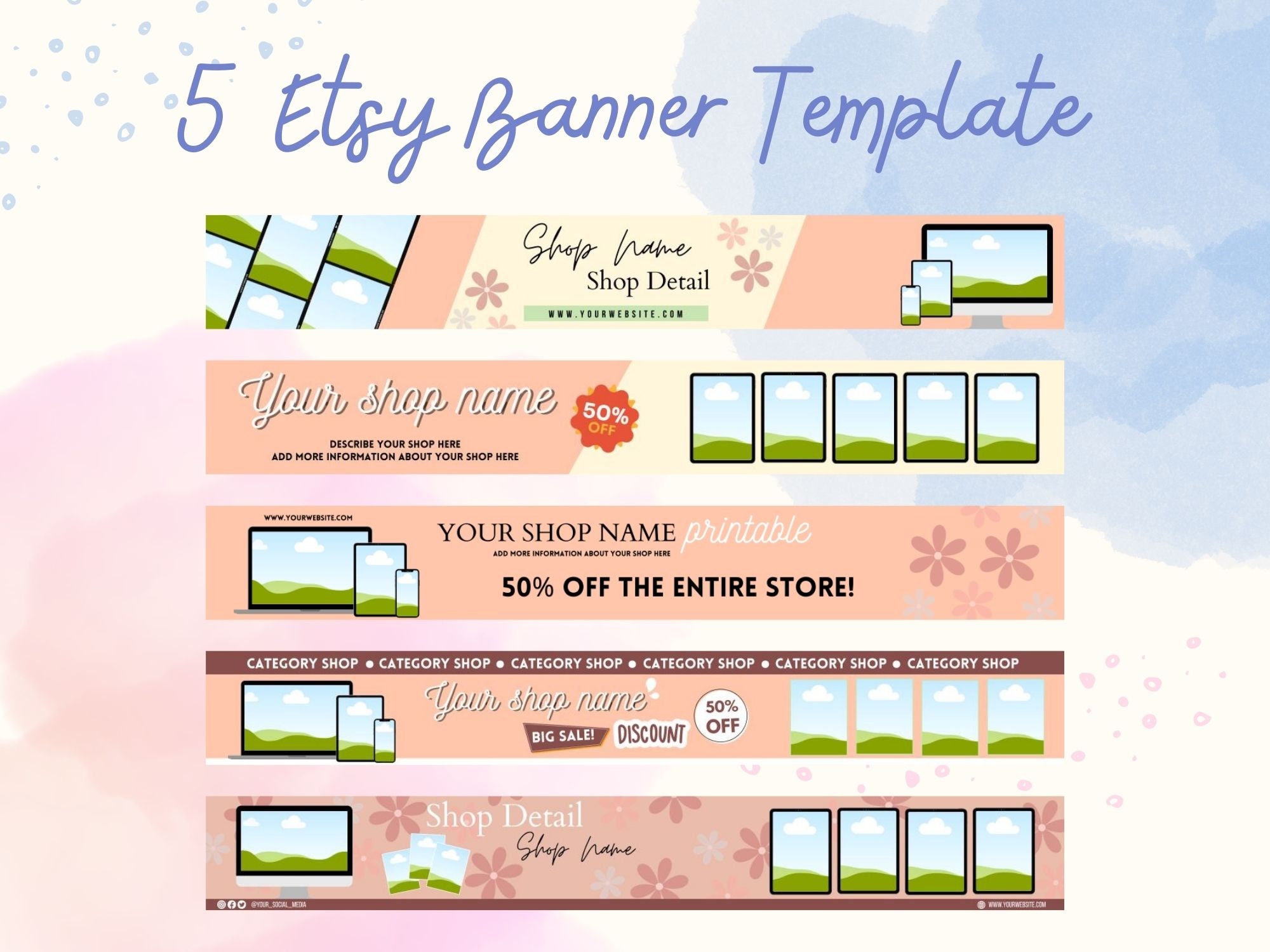 Etsy Shop Banner Template Canva Editable Editable Canva - Etsy