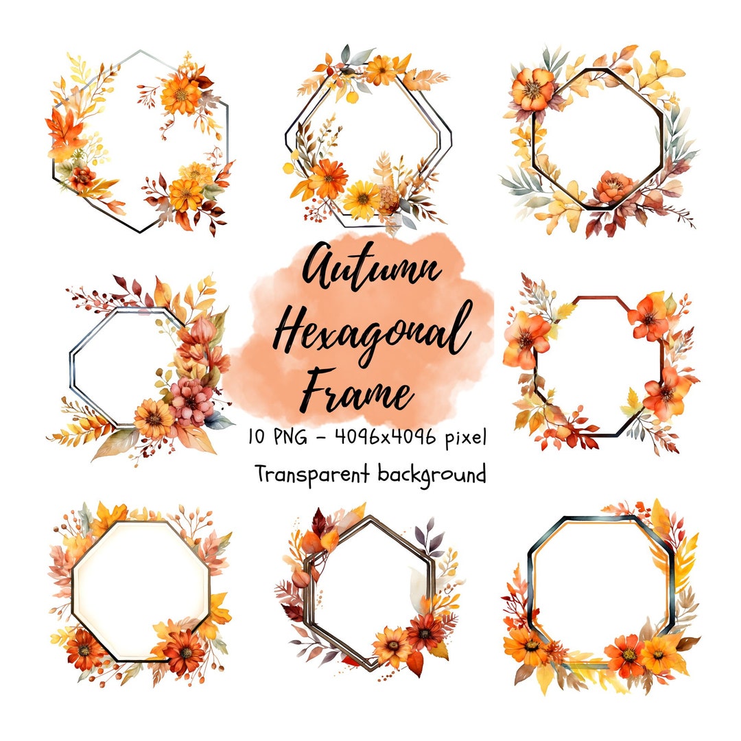 Autumn Hexagonal Frame Floral Arrangements 10 Autumn Leaves - Etsy