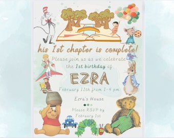 Editable Birthday Invitation Children's Book Storybook Theme, Digital ...
