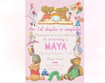 Editable Birthday Invitation Children's Book Storybook Theme, Digital ...