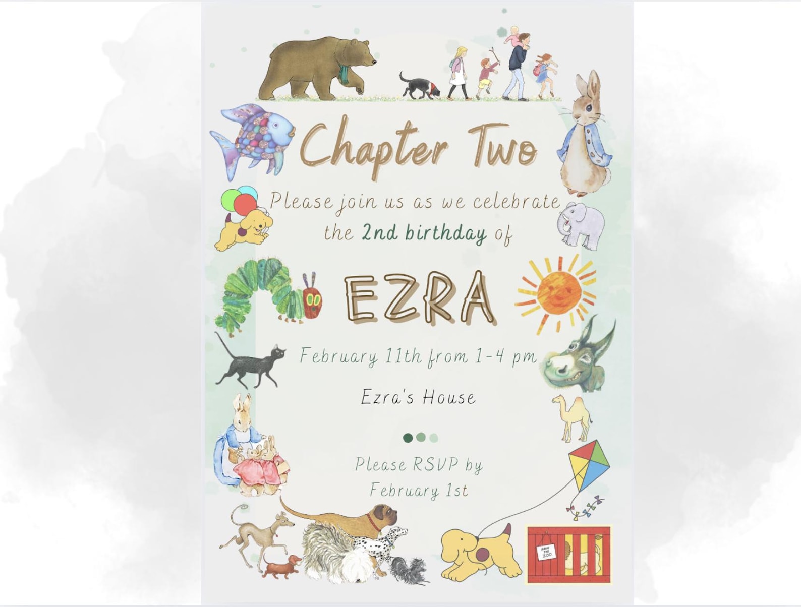 Editable Birthday Invitation Children Book Theme, Digital Template ...