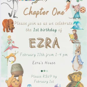 Editable Birthday Invitation Children Book Theme, Digital Template ...
