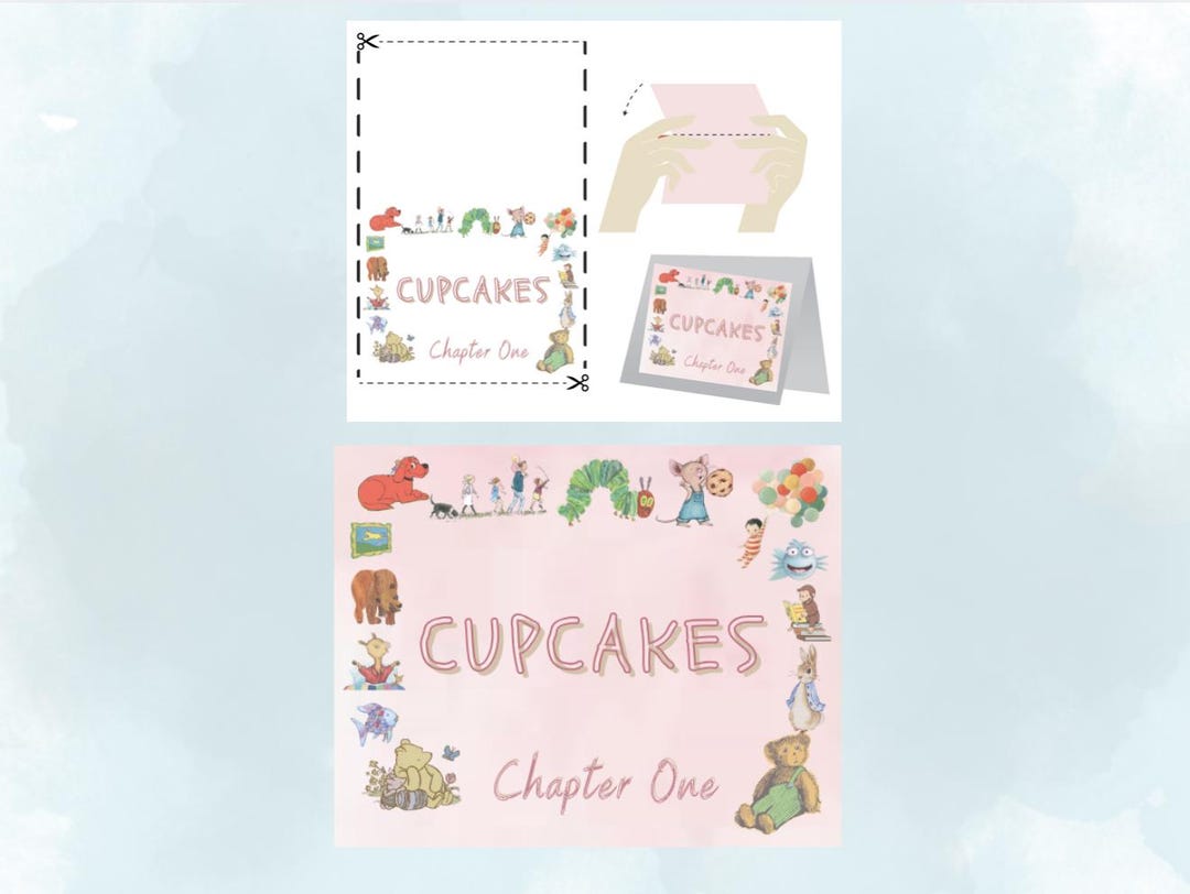 Birthday Labels and Signs, Children Book Theme, Pink, Digital Template ...