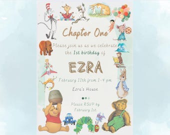 Editable Birthday Invitation Children Book Theme, Digital Template ...
