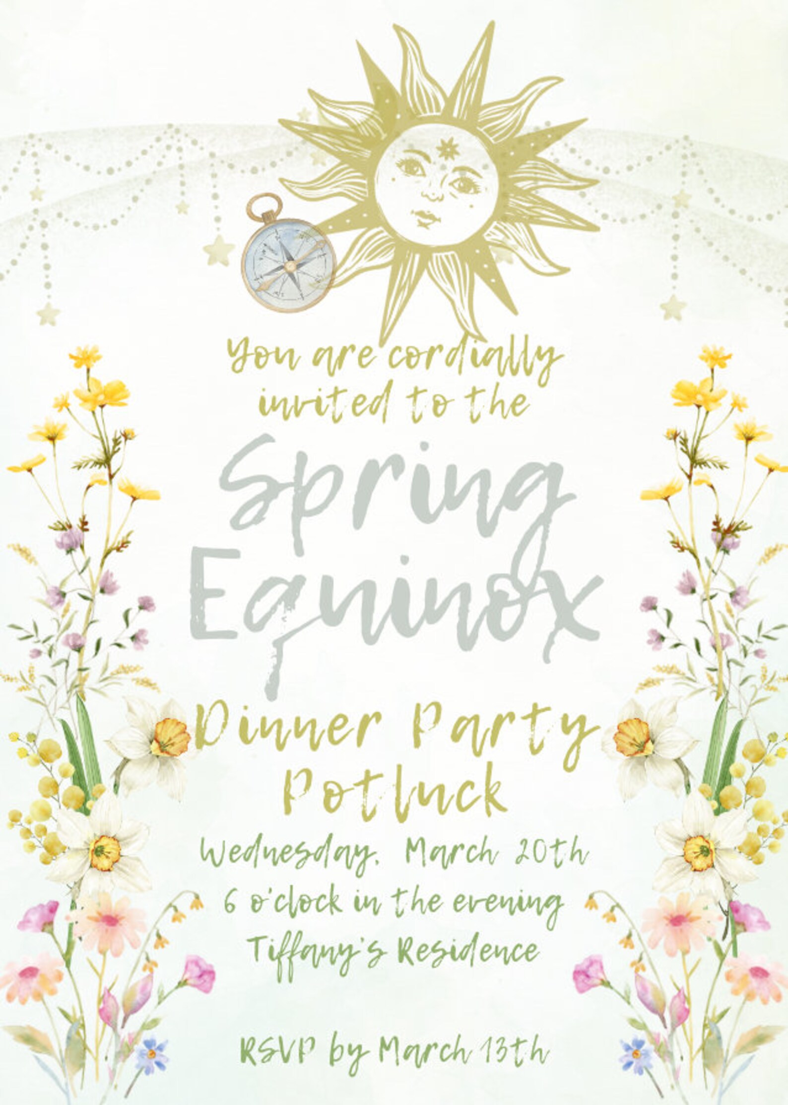 Editable Spring Equinox, Astrology Party Invitation, Digital Template ...
