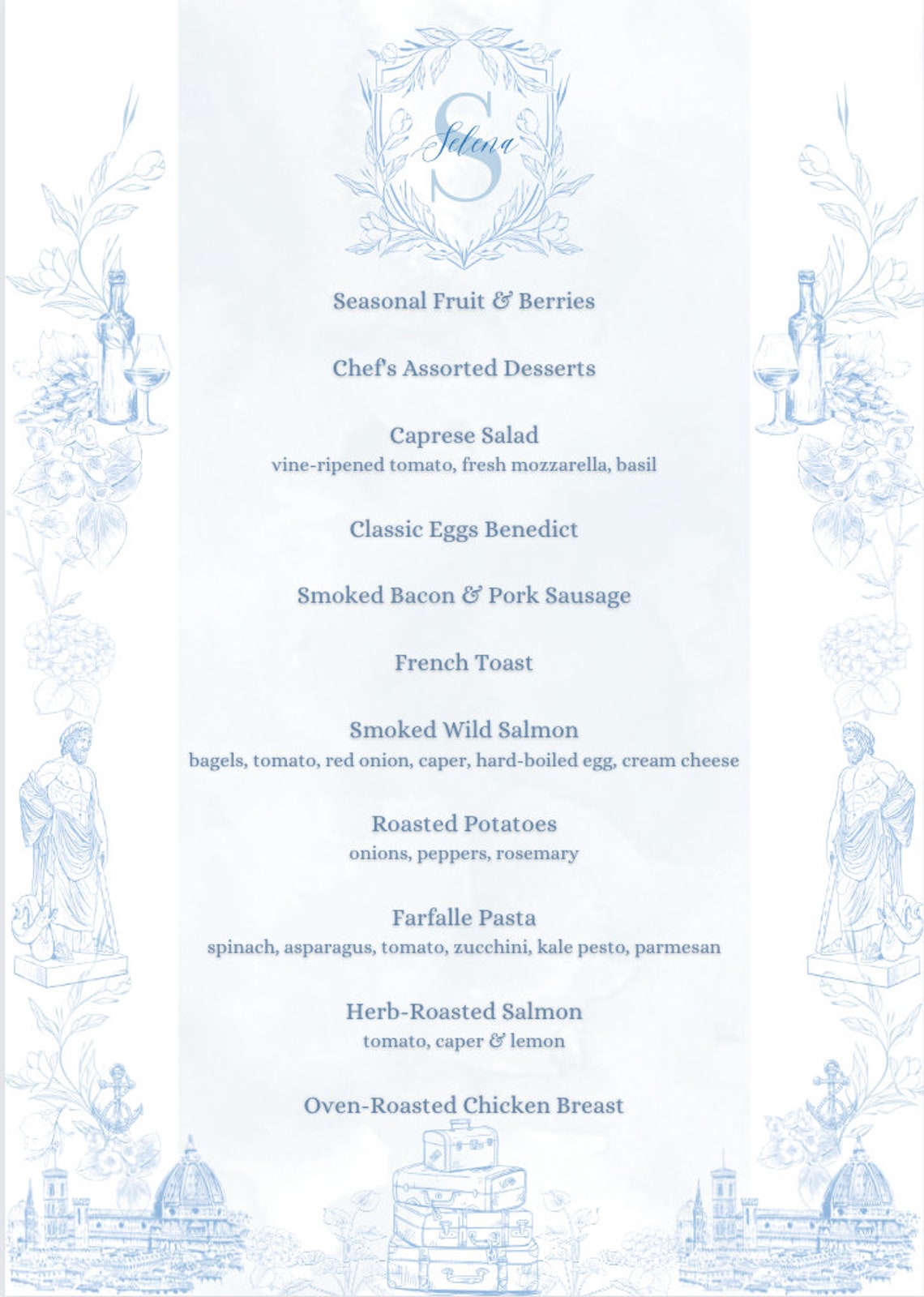 Editable Menu Toile De Jouy, Luxury Wedding, Digital Template Printable ...