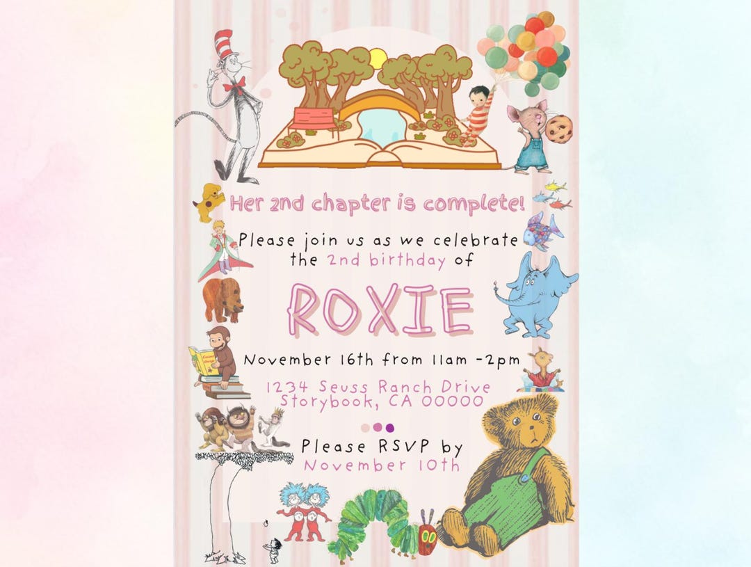 Editable Birthday Invitation Children Story Book Theme, Digital ...