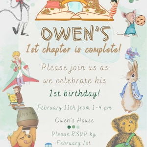 Editable Birthday Invitation Children's Book Storybook Theme, Digital ...