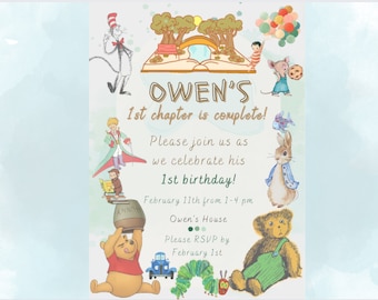 Editable Birthday Invitation Children Book Theme, Digital Template ...