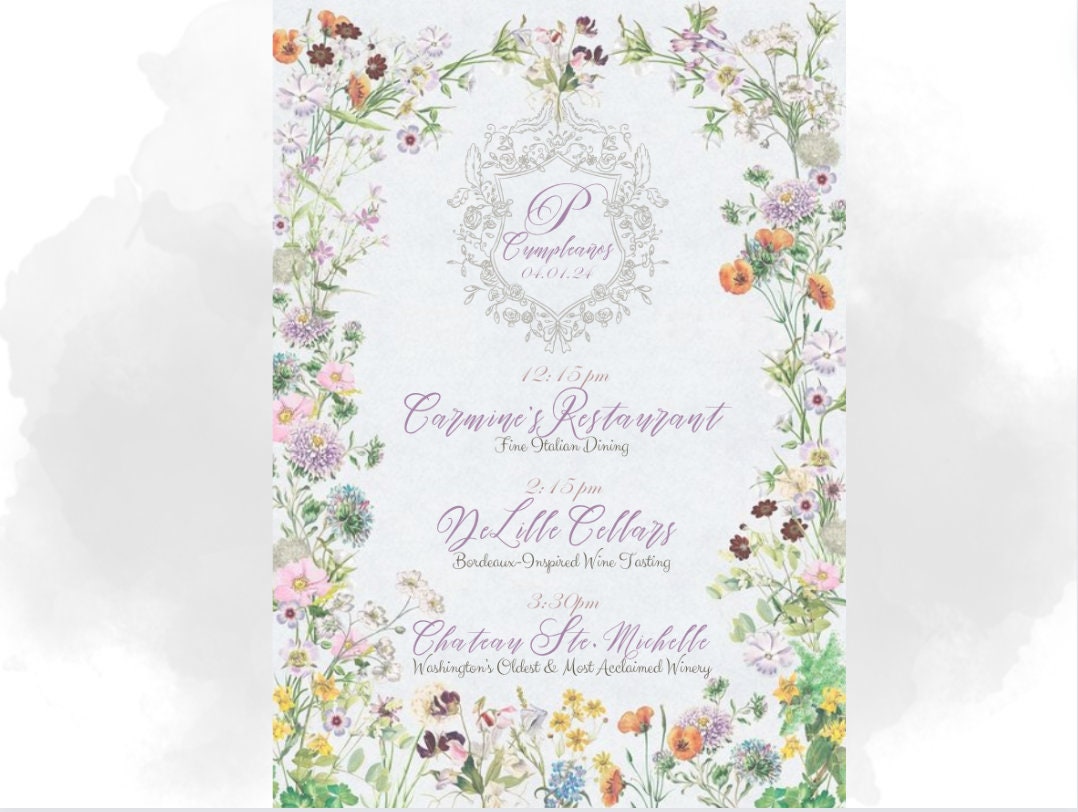 Editable Luxury, Itinerary, Invitation, Menu, Floral, Romantic, Wedding ...