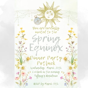 Editable Spring Equinox, Astrology Party Invitation, Digital Template ...