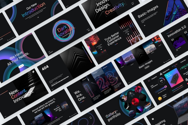 Dark Innovation Powerpoint Template - Unleash Creativity With Modern Elegance - Etsy