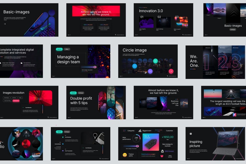 Dark Innovation Powerpoint Template - Unleash Creativity With Modern Elegance - Etsy