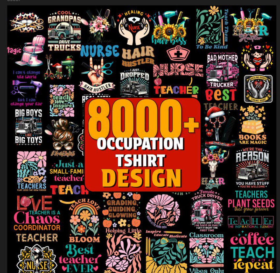 8000+ Occupation SVG Bundle: T-shirt Designs, Printable Graphics ...