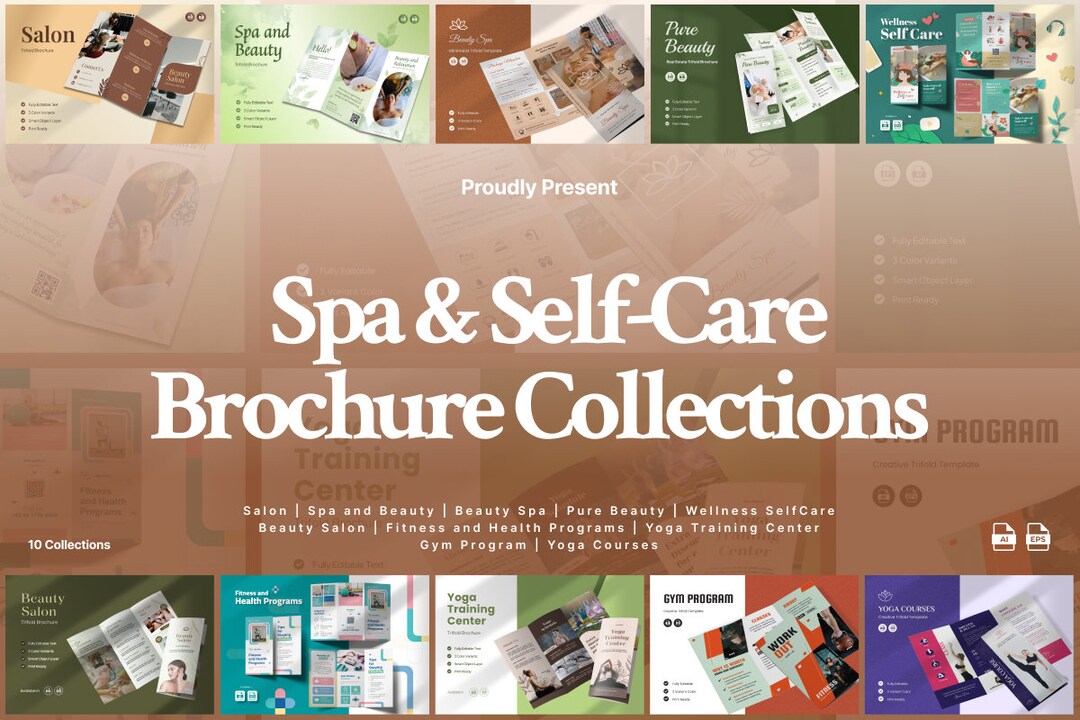 Spa & Self Care Brochures Relaxation and Revival Pamphlets for Wellness ...