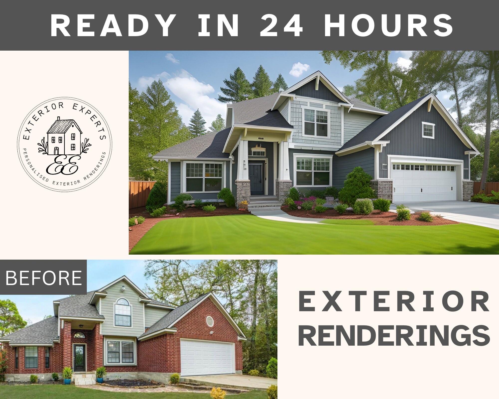 Exterior House Rendering, Digital Visualization Remodel, Curb Appeal ...