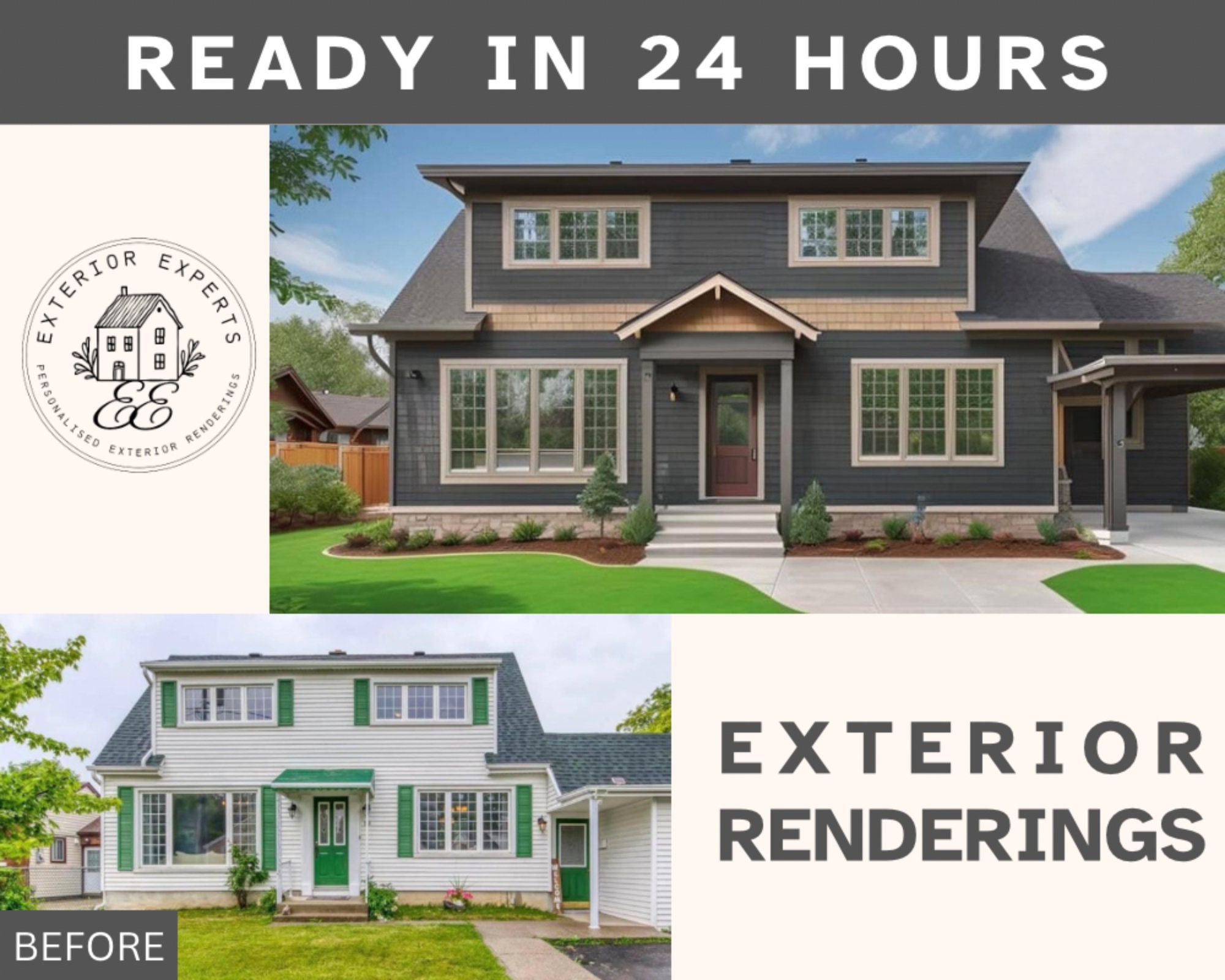 Exterior House Rendering, Digital Visualization Remodel, Curb Appeal ...