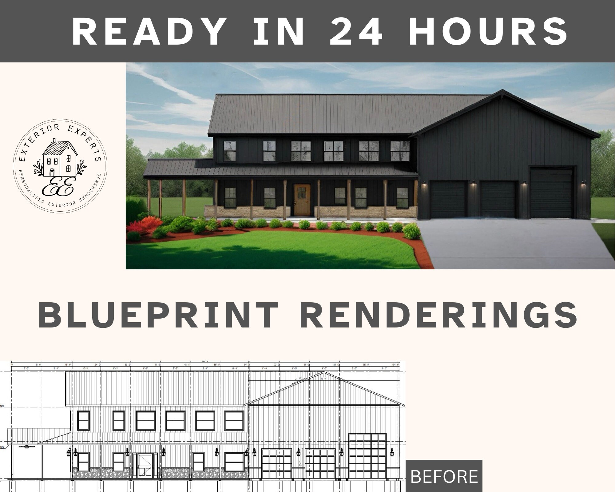 Blueprint Rendering, Exterior House Rendering, Digital Visualization ...