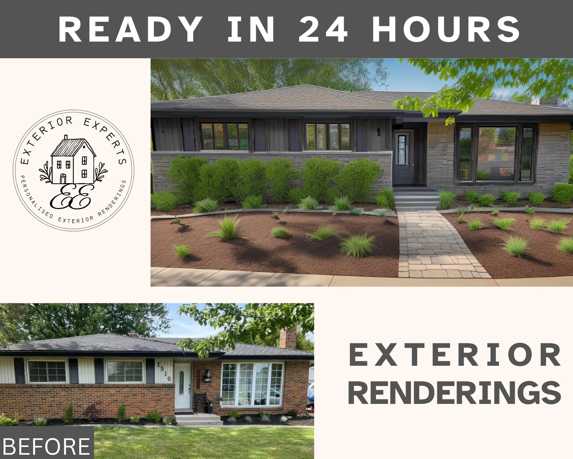 Exterior House Rendering, Digital Visualization Remodel, Curb Appeal ...