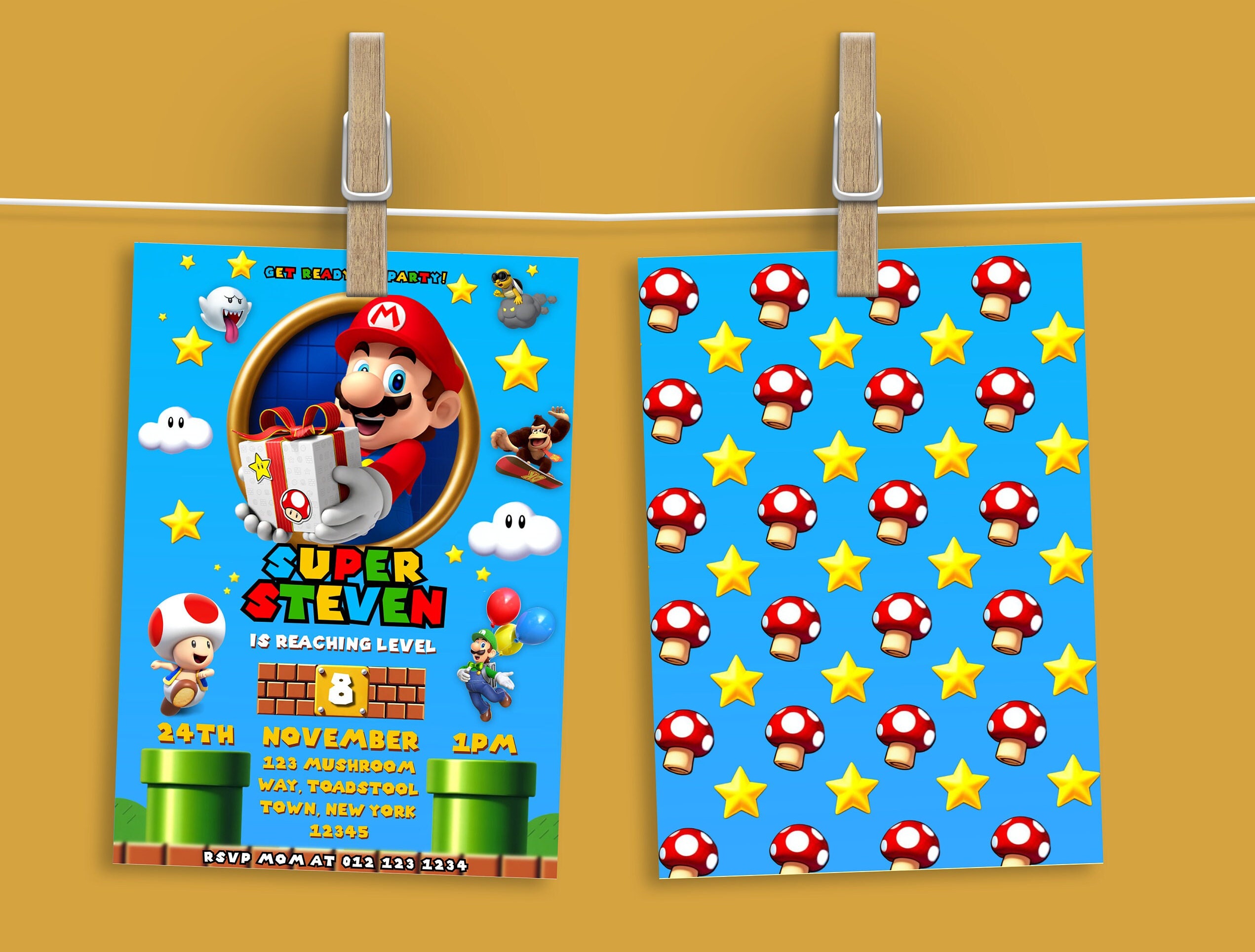 Super Mario Bros Themed Birthday Invite | Mario Digital & Printable ...