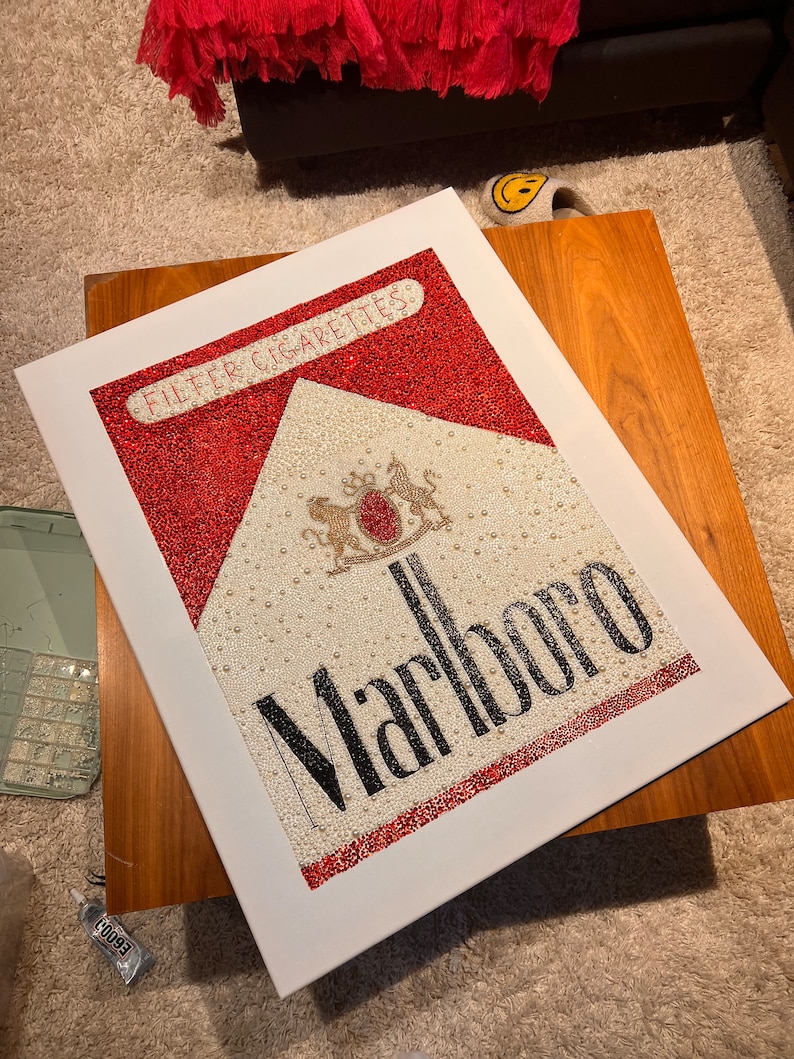 26x30 Bedazzled Marlboro Reds Canvas - Etsy