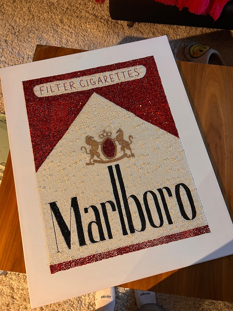 26x30 Bedazzled Marlboro Reds Canvas - Etsy