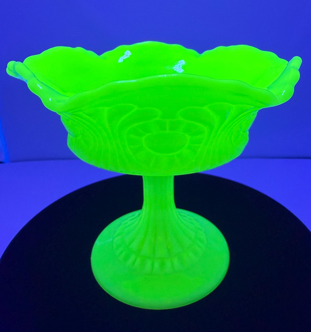 Vintage Uranium Fenton Satin Green Scroll and Eye Jelly Compote Ware - Etsy