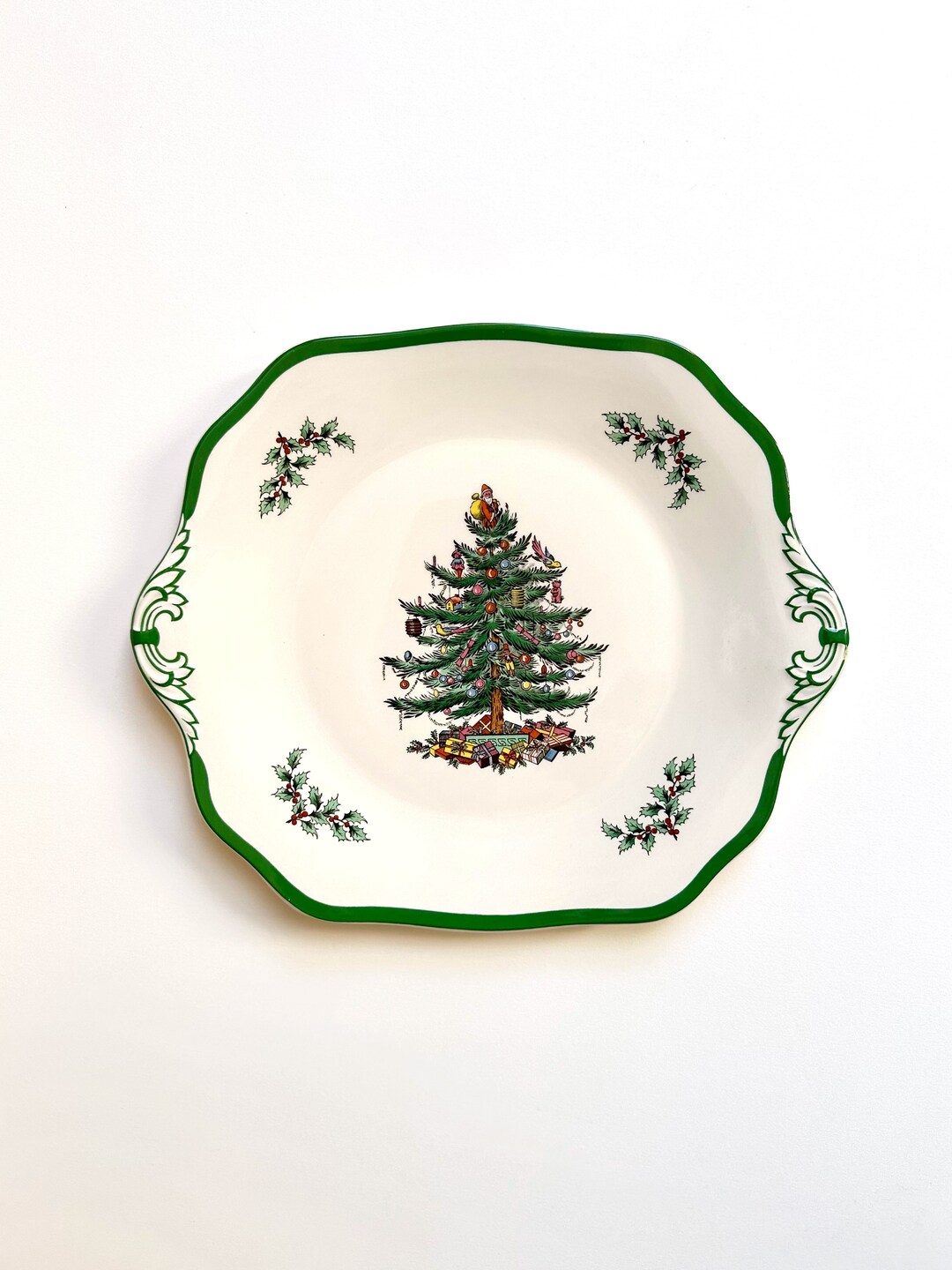 Square Spode Christmas Tree Holiday Platter Perfect Plate for Santa's ...