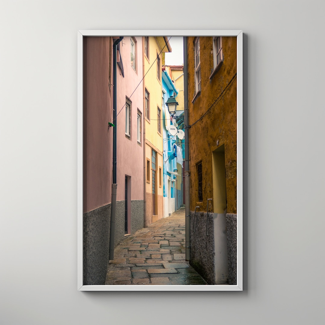 Porto Alleyway With Pastel Houses - Etsy