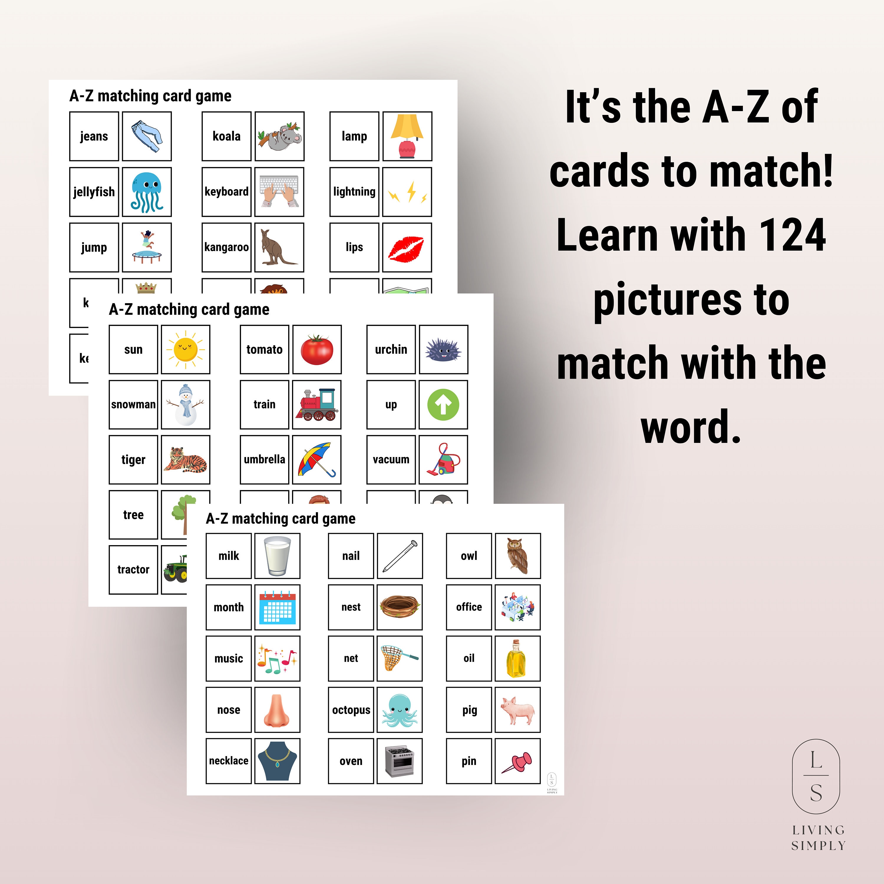 A-Z Matching Card Game | Learning Game for Kids | Alphabet Learning ...