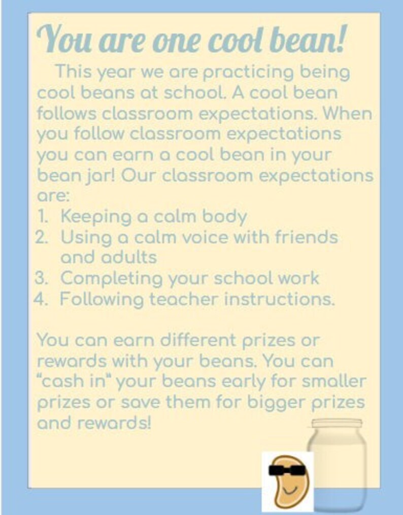 Behavior Reward System for Special Education Classroom "cool Beans" - Etsy