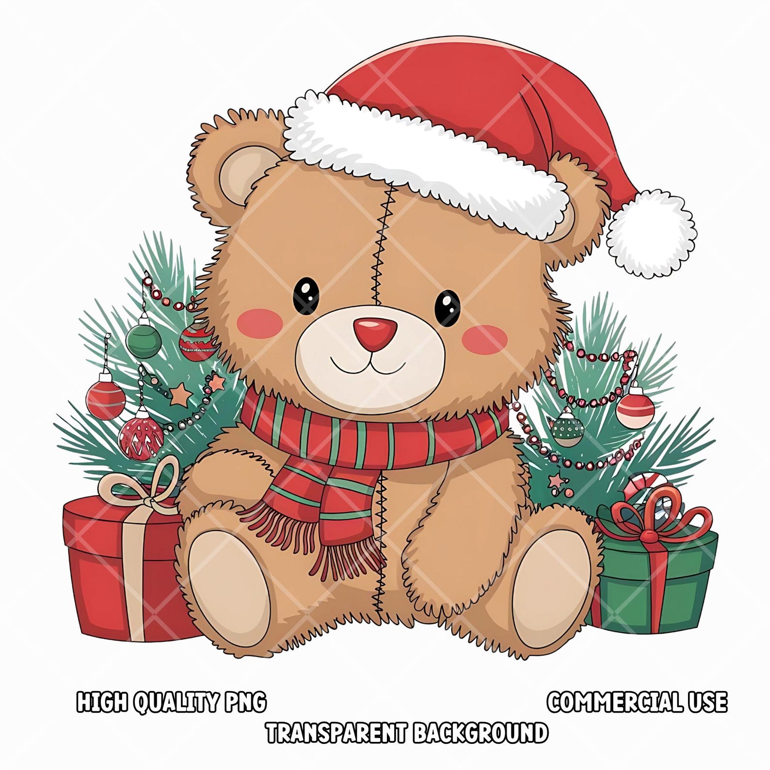 Christmas Teddy Bear Clipart, PNG Holiday Teddy Bear Clipart, Christmas ...