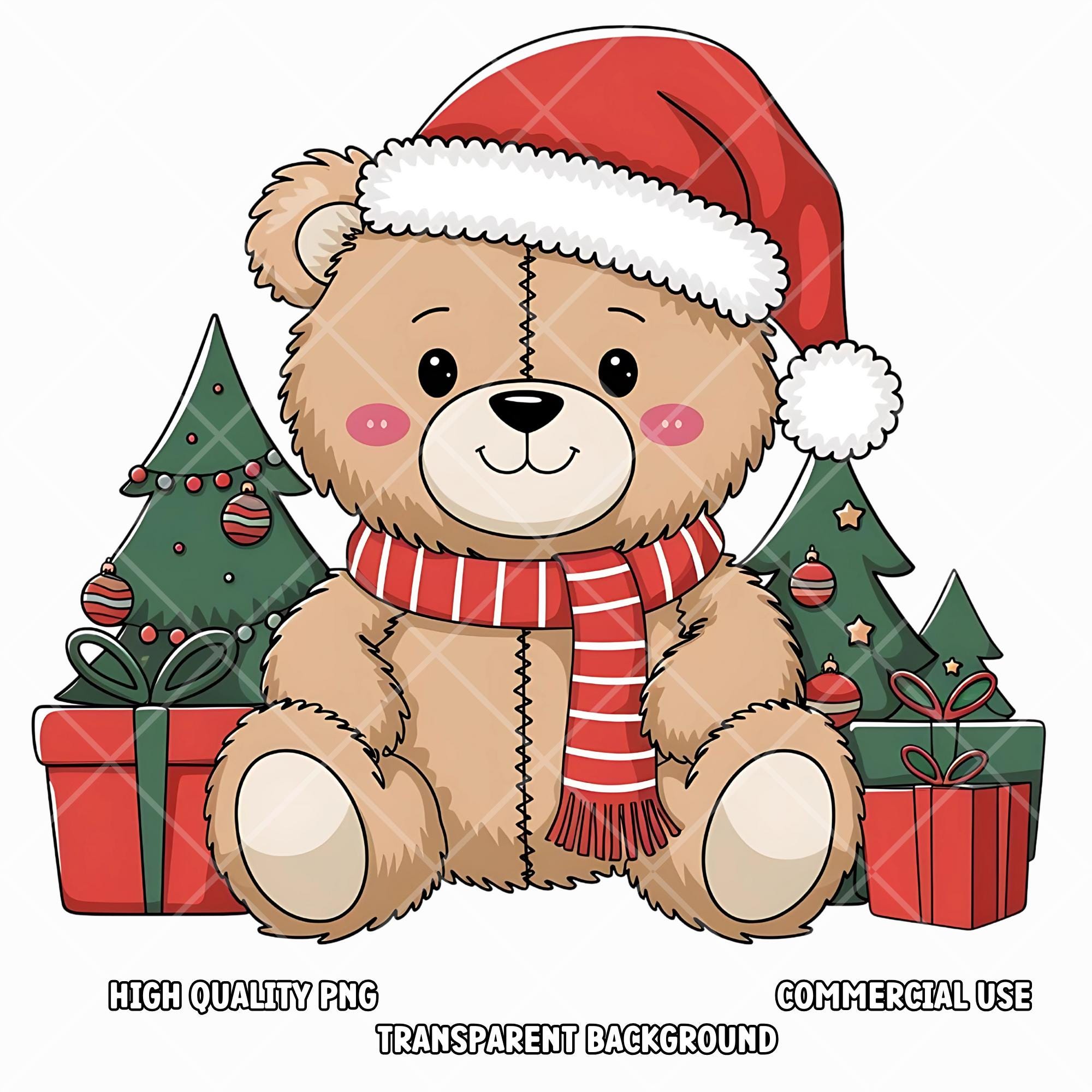 Christmas Teddy Bear Clipart, PNG Files, Xmas Bear, Baby Bear, Winter ...