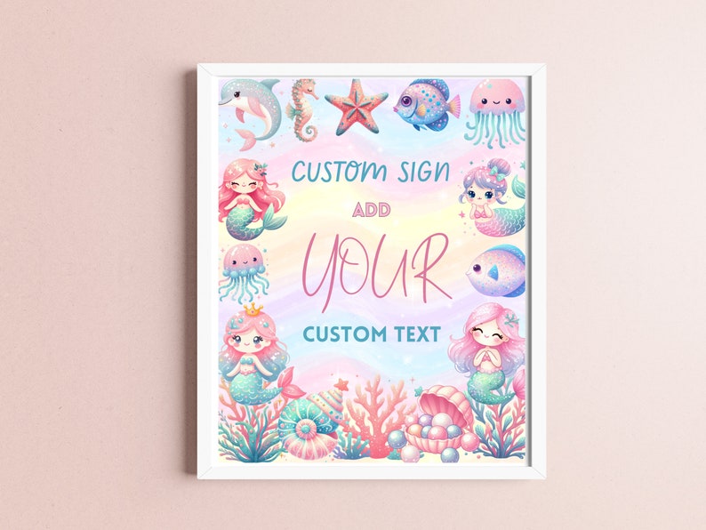 Mermaid, Welcome Sign, Party Sign, Customized Party Sign, Mermaid ...
