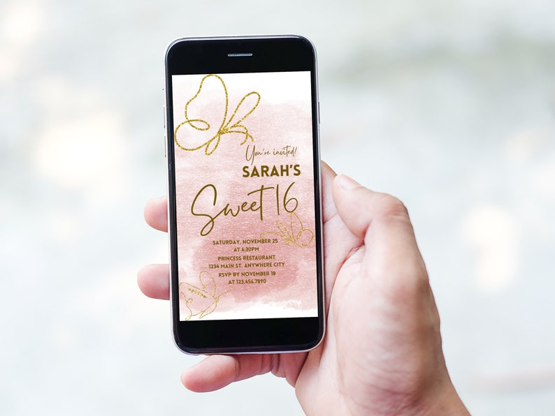Sweet 16, Editable Invitation, Digital Invitation, Printable Invitation ...