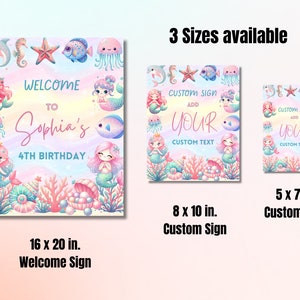 Mermaid, Welcome Sign, Party Sign, Customized Party Sign, Mermaid ...