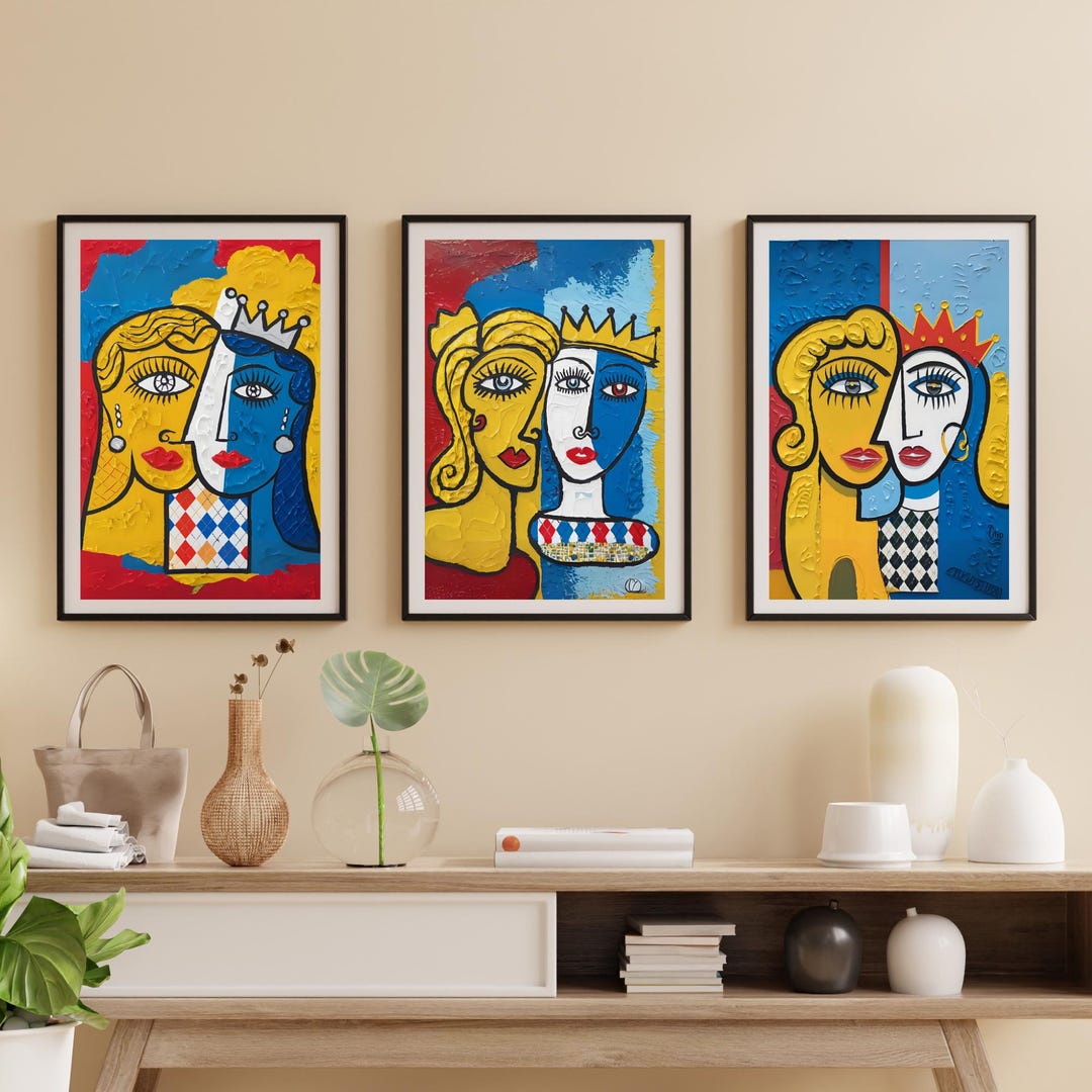 Picasso Inspired Two Face Painting Digital Wall Art, Picasso Wall Art ...