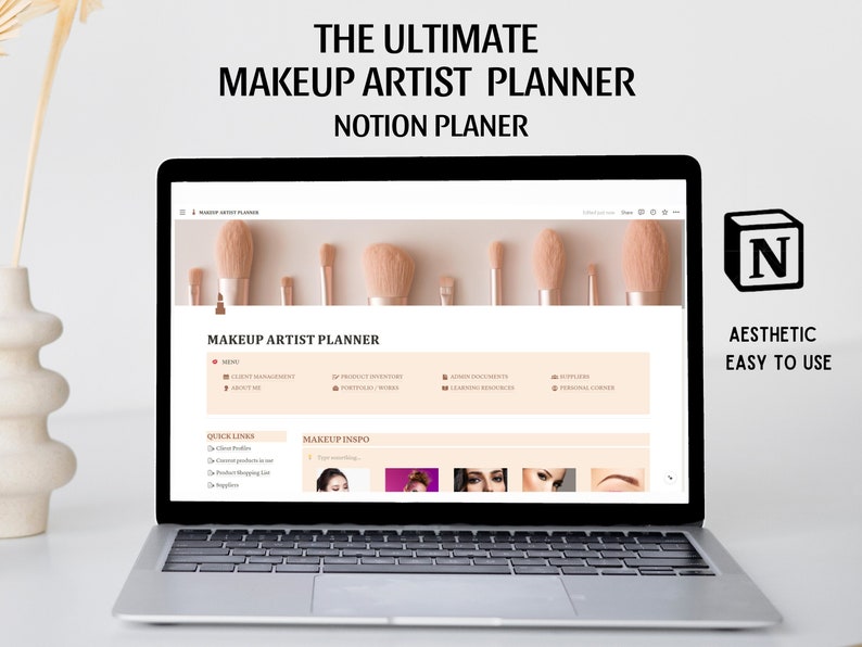 Makeup Artist, Notion Template, Aesthetic Notion Template, Business ...