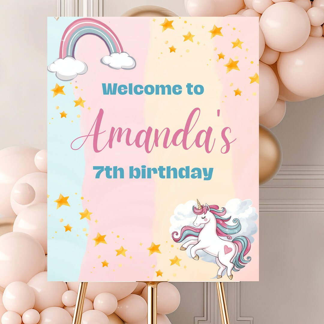 Unicorn, Welcome Sign, Party Sign, Customized Party Sign, Unicorn ...