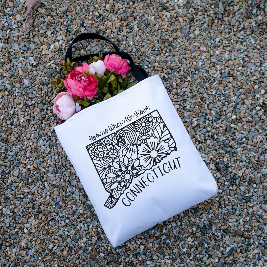 Connecticut Floral Tote Bag State Pride Gift Trendy Tote Reusable ...