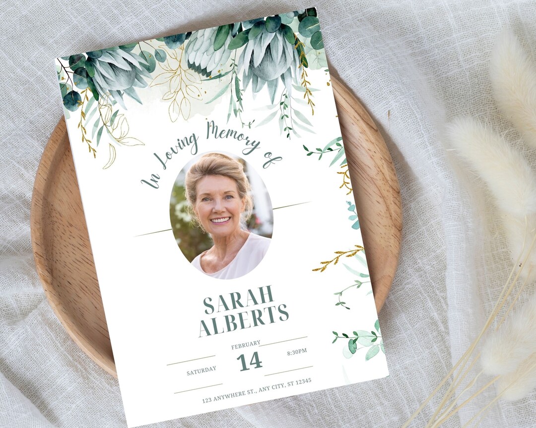 Editable Floral Funeral Program Template and Funeral Sign Celebrating ...