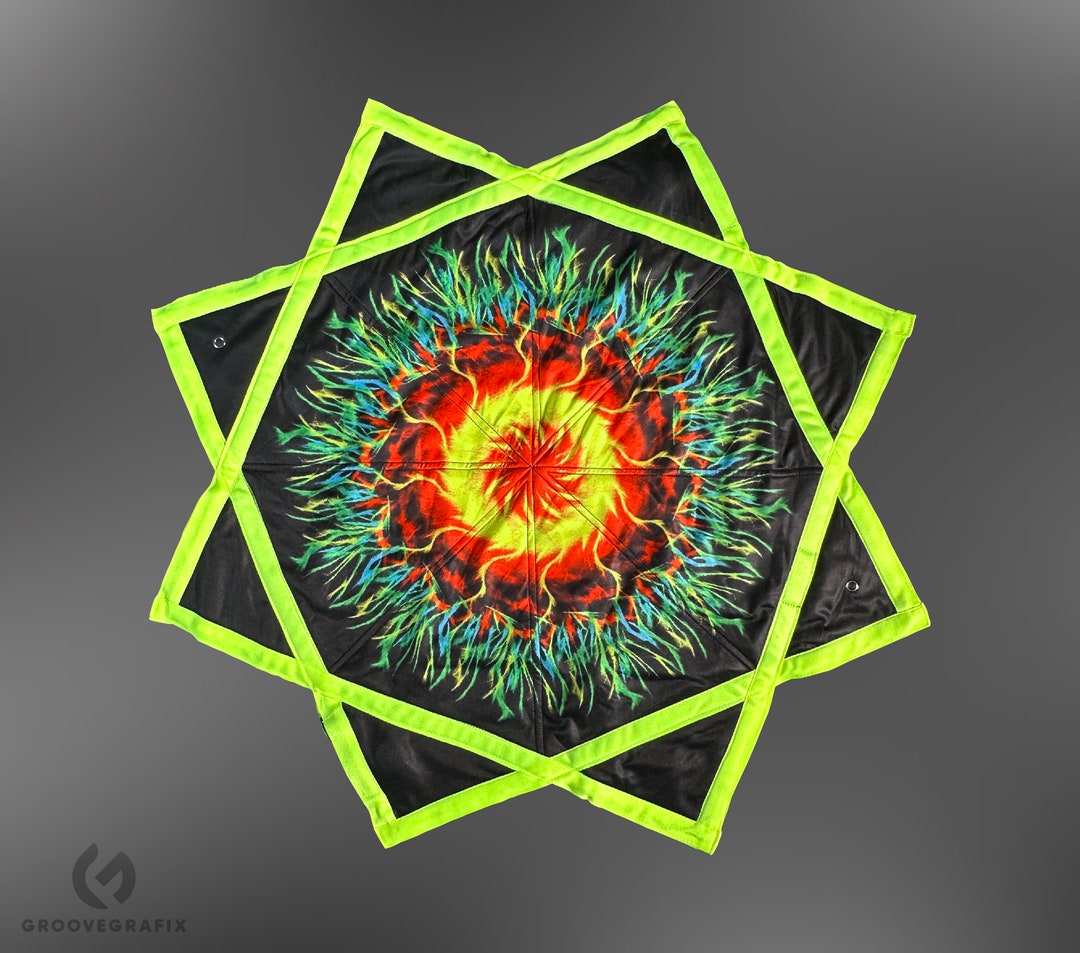 LED Light up Spinning Dapo Star / Flowstar Rave Flow Toy Battery ...