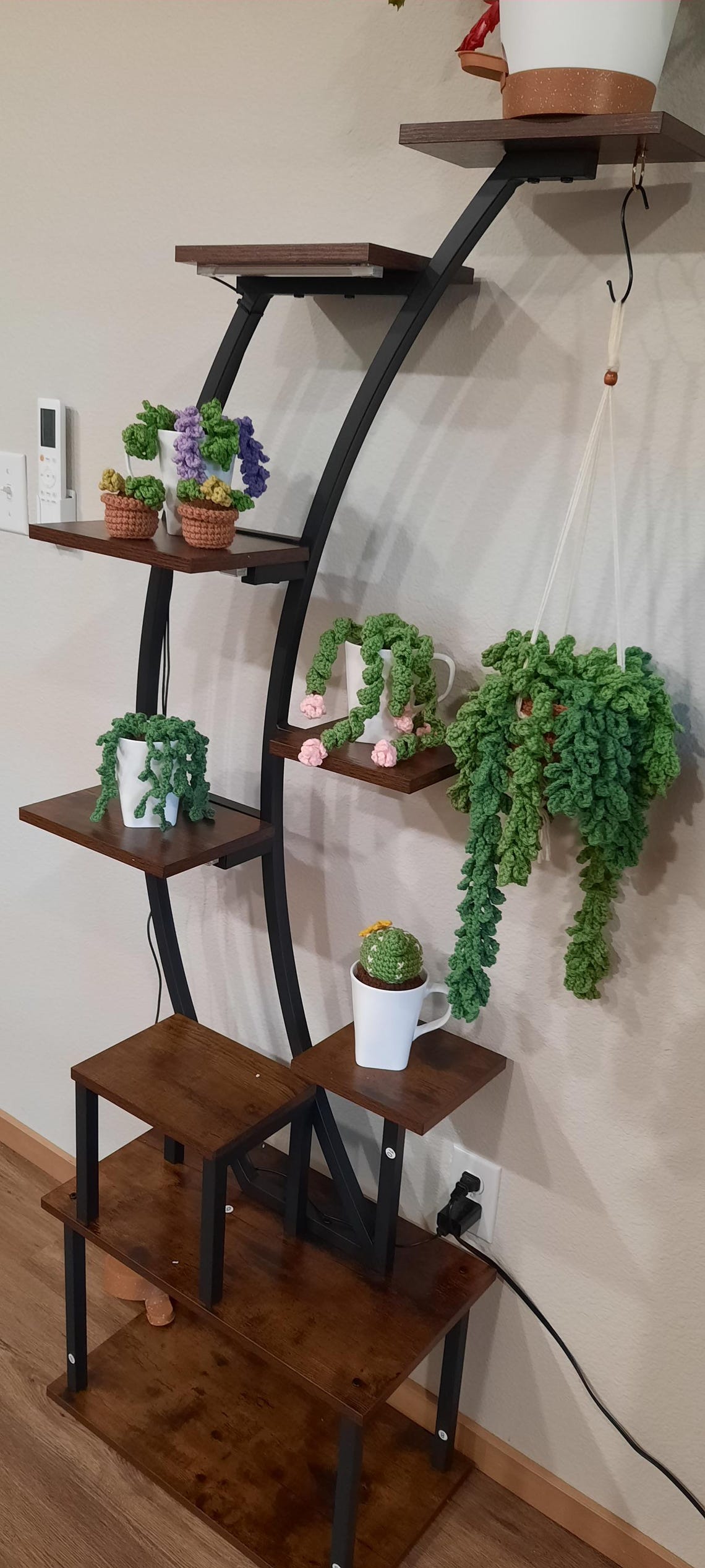 Large Crocheted Hanging Plant - Long Green Vines in Terracotta Pot With ...