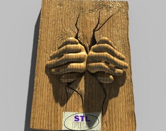 Open Hands 3d STL Model for CNC Router Relief Artcam Aspire Engraver ...