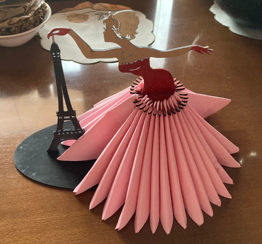 Lady & Eiffel Tower Napkin Holder DXF File (digital Download) - Etsy