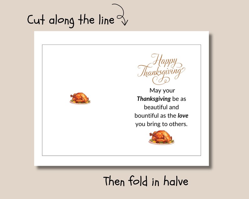 Printable Thanksgiving Card, 5x7 Card, Digital Download, Fall Cards ...
