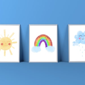 Sun Rainbow Cloud Weather Print Digital Download Nursery Decor ...