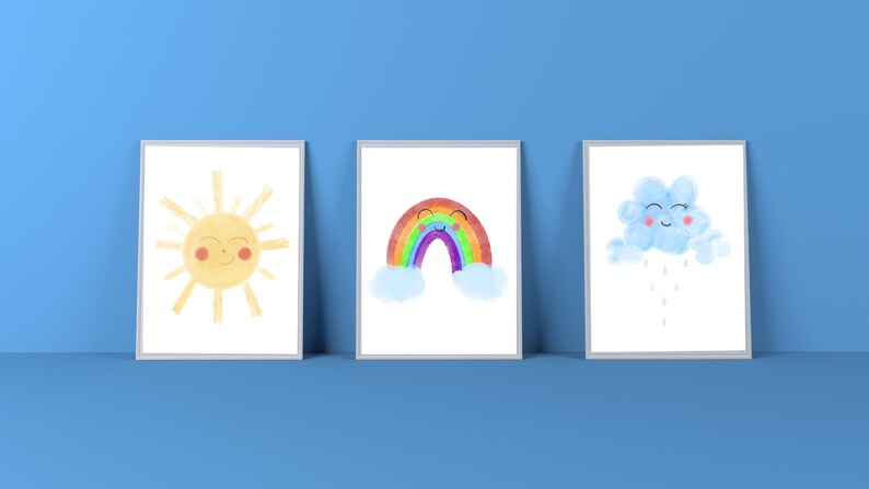 Sun Rainbow Cloud Weather Print Digital Download Nursery Decor ...