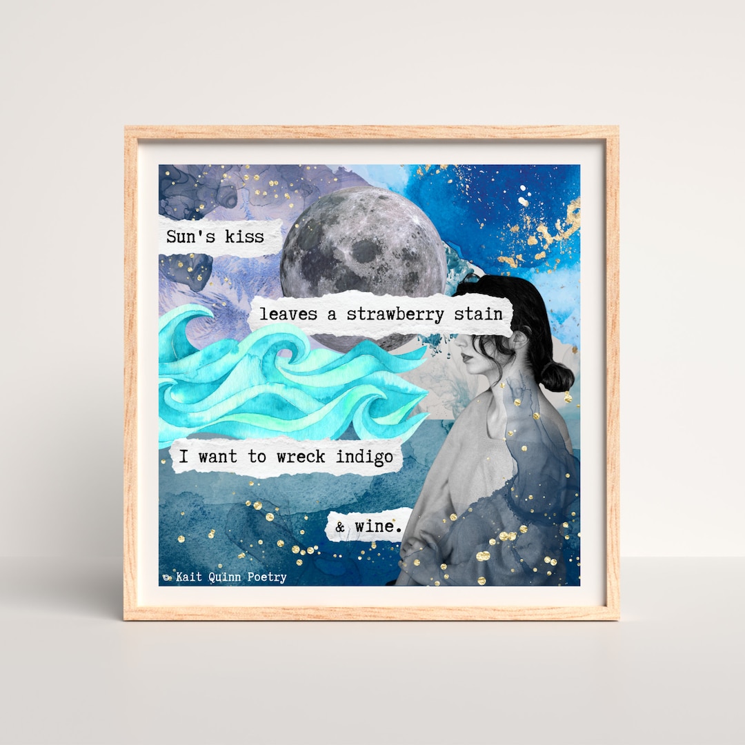 Indigo & Wine Collage, Poetry Collage, Art Print - Etsy