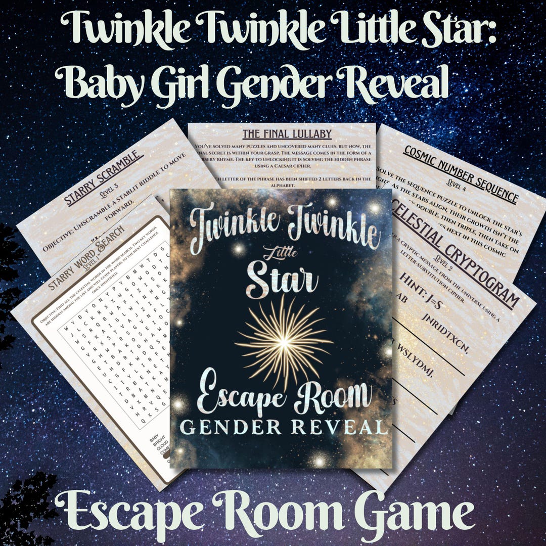 Twinkle Star Gender Reveal Escape Room Game: Baby Girl Edition ...